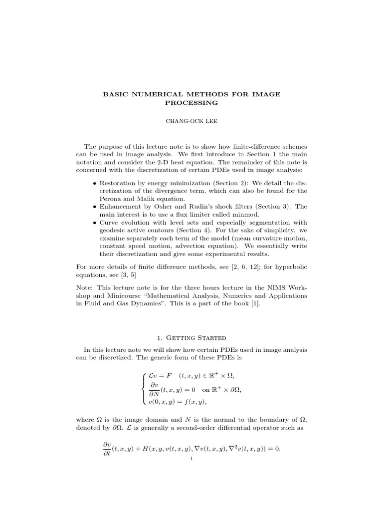 Numerical Methods Image Processing | PDF | Partial Differential ...