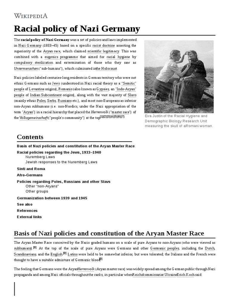 Racial Policy of Nazi Germany | PDF | Nazi Germany | Nazism