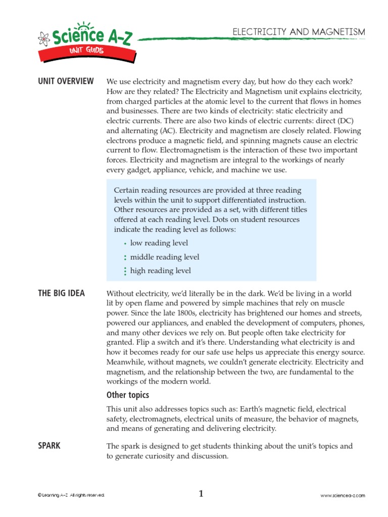 Electricity and Magnetism 5-6 Unitguide PDF | PDF | Electricity ...