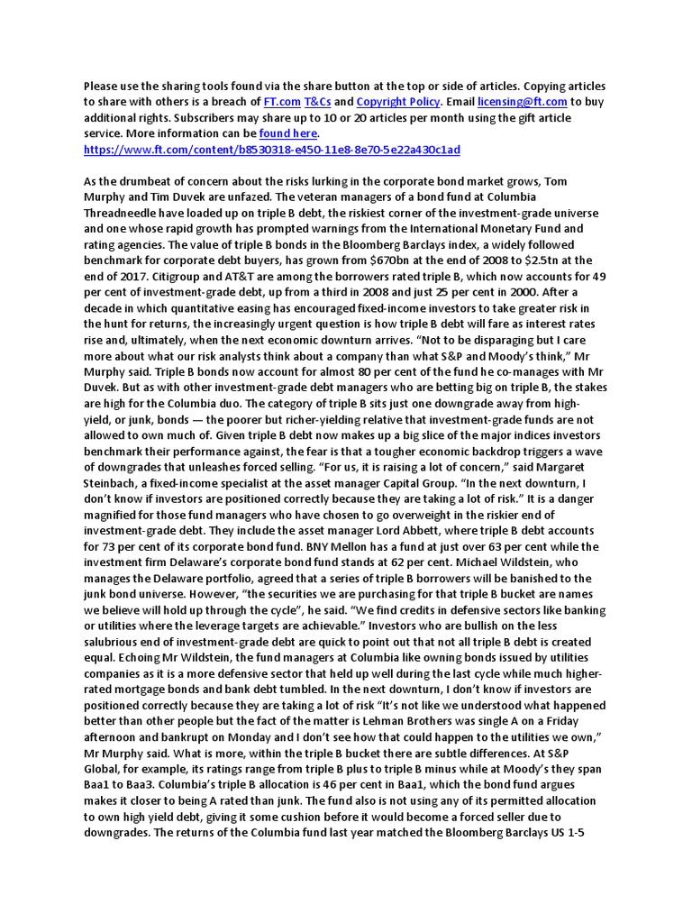 Triple B Bonds | PDF | High Yield Debt | Bond Credit Rating