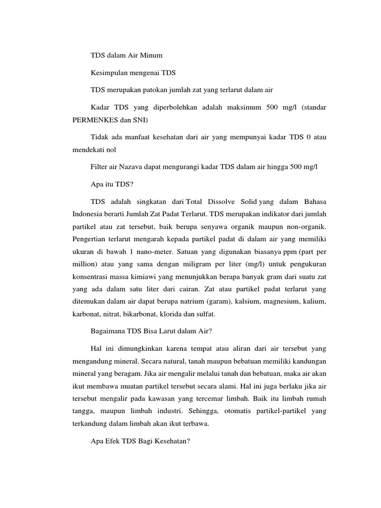 TDS Dalam Air Minum | PDF