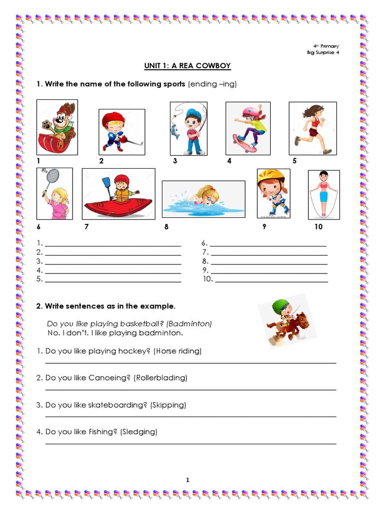 Revision Unit 1 Big Surprise 4 | PDF | Recreation | Hobbies