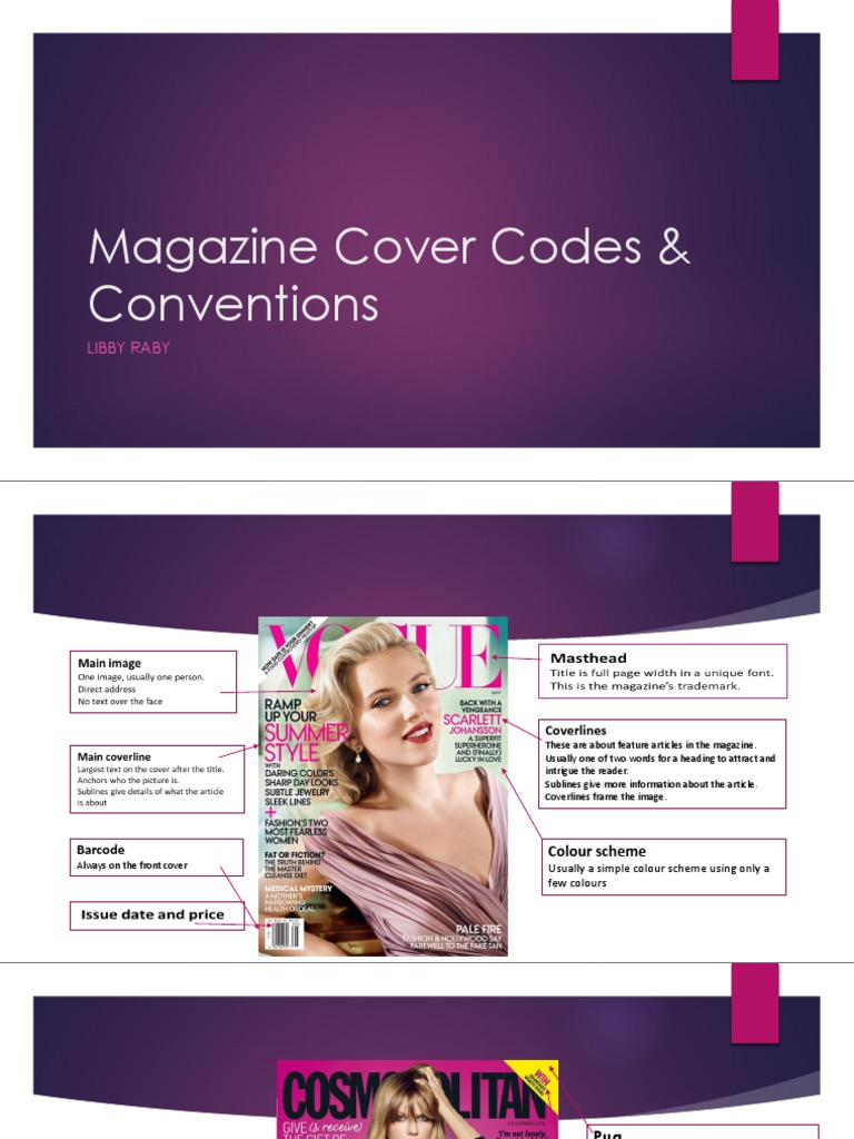 Magazine Cover Codes & Conventions | PDF