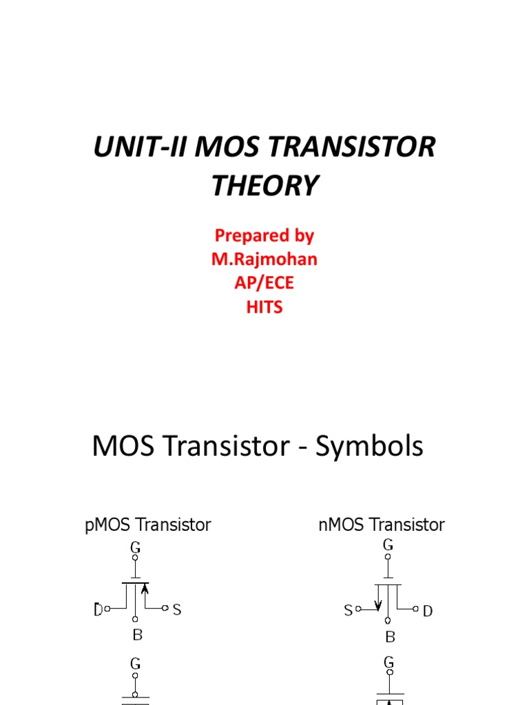 Unit-II Mos Transistor Theory | PDF | Mosfet | Field Effect Transistor