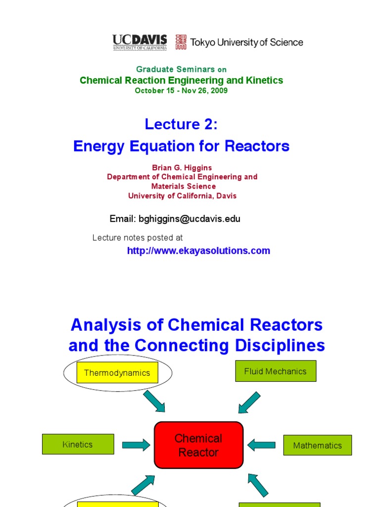 Reactor Energy Balance | Chemical Reactor | Enthalpy