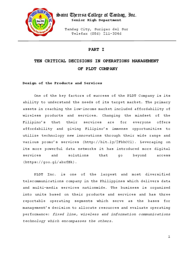 PLDT Operations Management Overview | PDF | Governance | Corporate ...