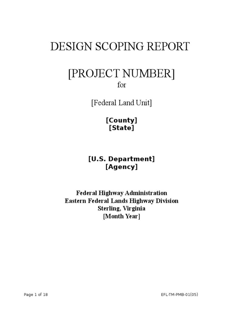 EFL TM PMB 01 Design Scoping Report | PDF | Traffic | Road Surface