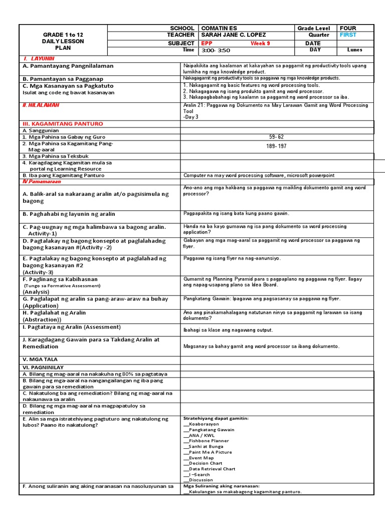 DLP-EPP4 ICT WEek 9 | PDF