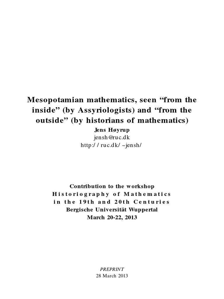 2013 (C) - Mesopotamian Mathematics From The Inside and From The ...