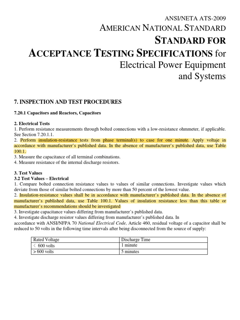 Ansi Neta | PDF | Capacitor | Electrical Resistance And Conductance