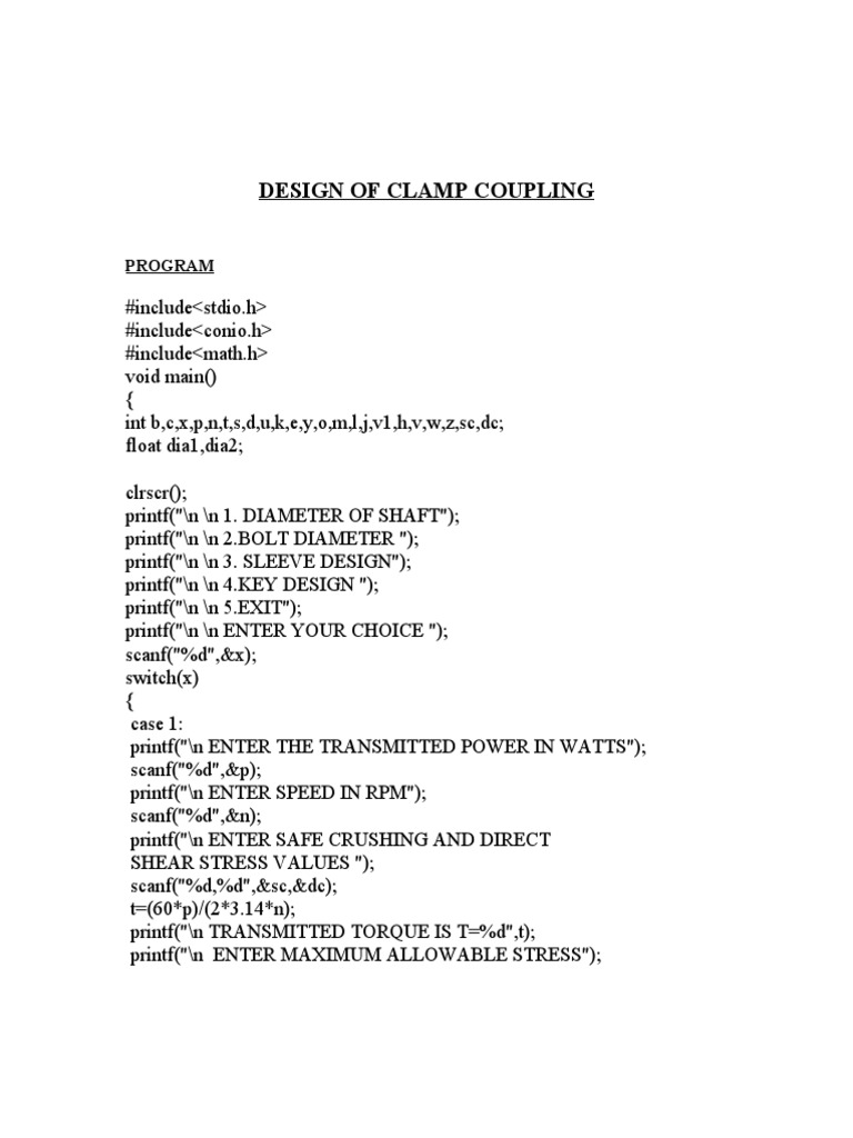 Design of Clamp Coupling | PDF | Mechanical Engineering | Vehicle ...