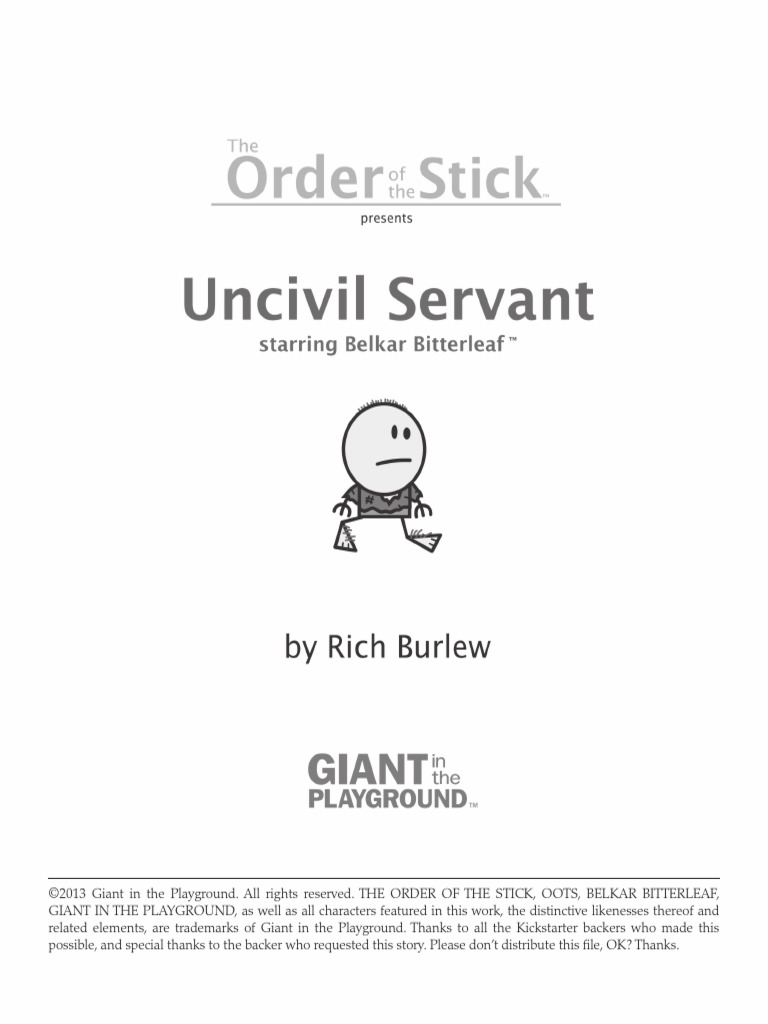 Order of The Stick - Belkar Bitterleaf Special | PDF