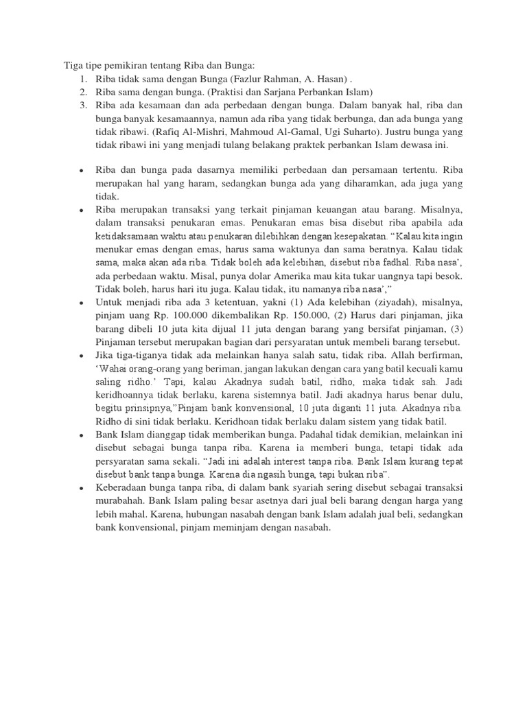 Persamaan Bunga Dan Riba | PDF