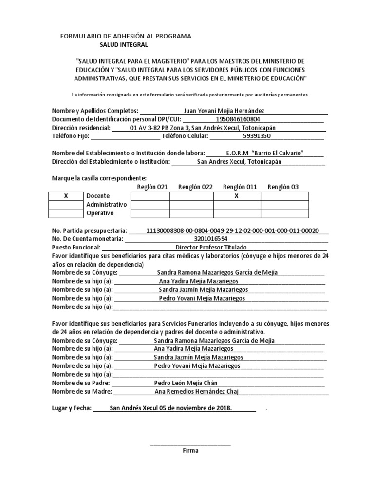 Formulario de Adhesión Al Programa | PDF | Educación avanzada
