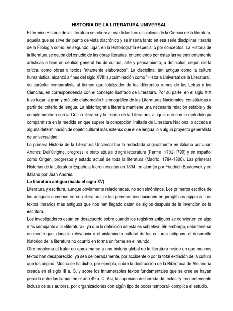 Historia de la Literatura Universal | PDF | Poesía | Artes (general)