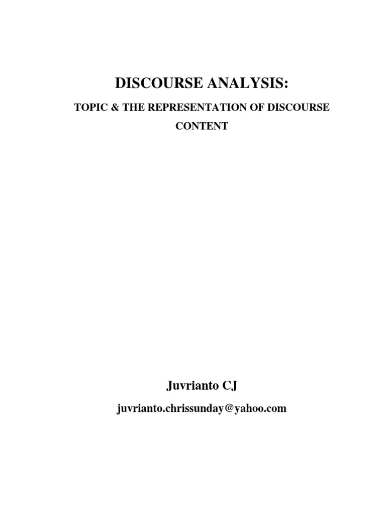 Discourse Analysis - Topic & the Representation of Discourse Content ...