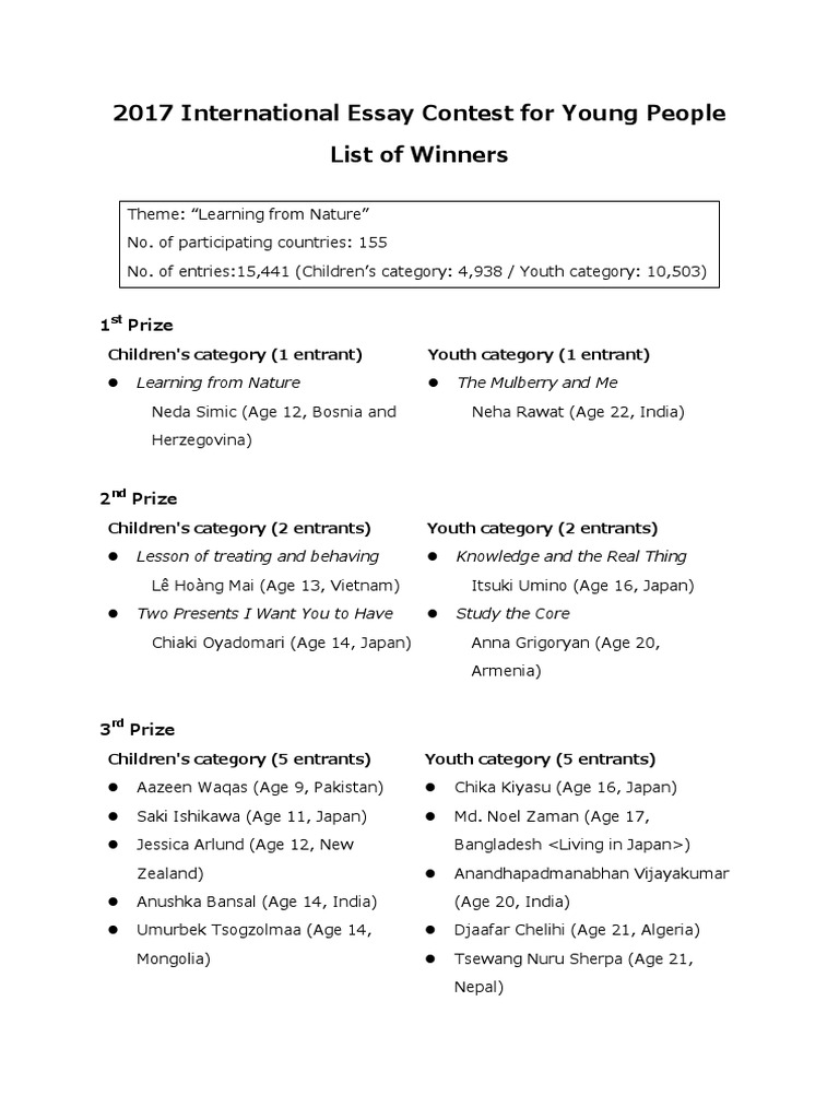 2017 UNESCO Essay Contest Winners | PDF | Predation | Gray Wolf