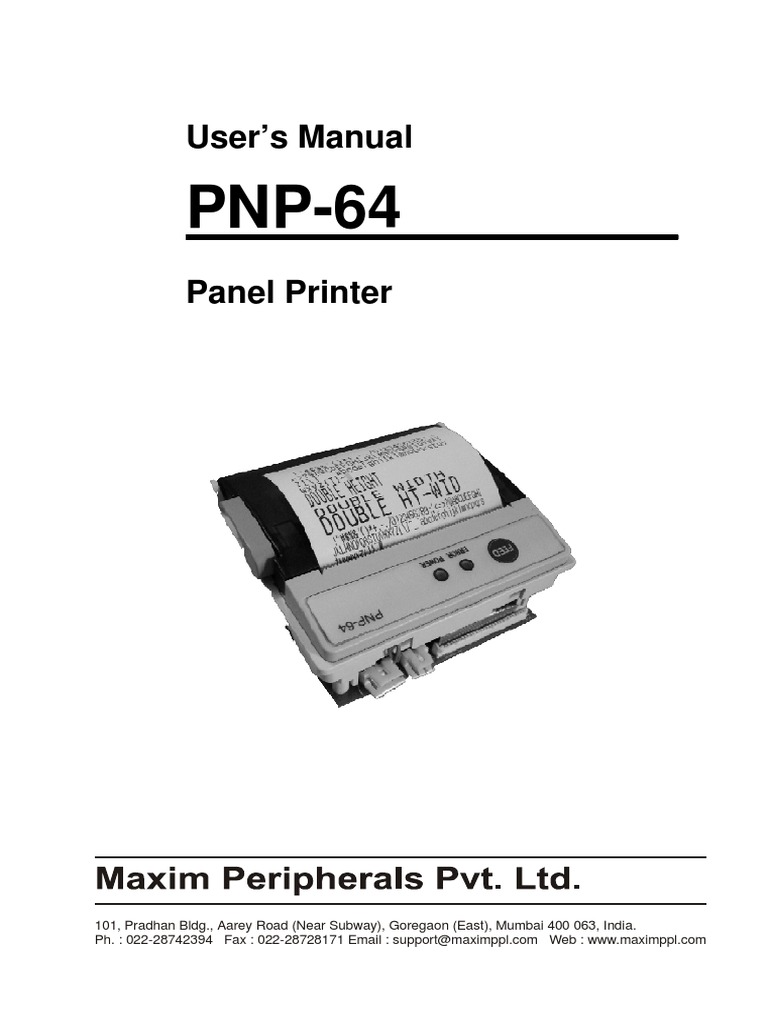 PNP-64 Thermal Printer | PDF | Printer (Computing) | Computer Data