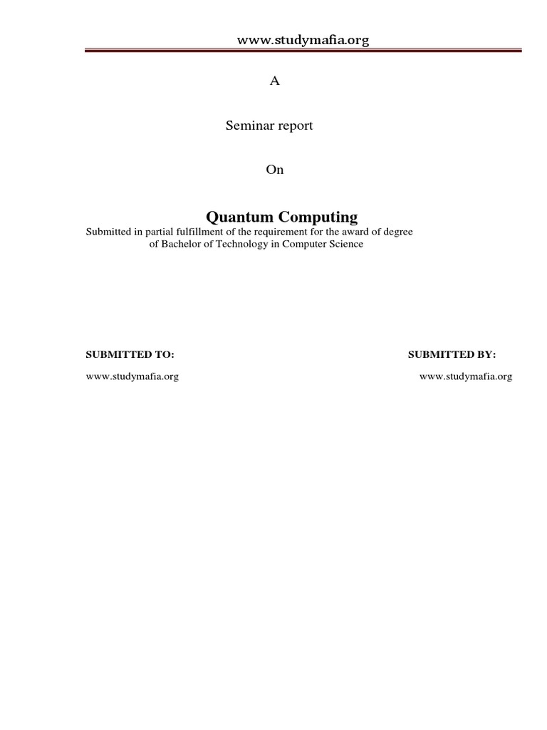 CSE Quantum Computing Report | PDF | Quantum Computing | Quantum Mechanics