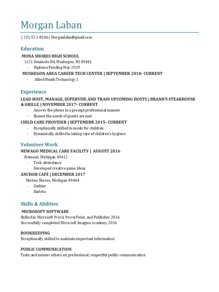 Morgan Laban's Resume and Skills Overview | PDF