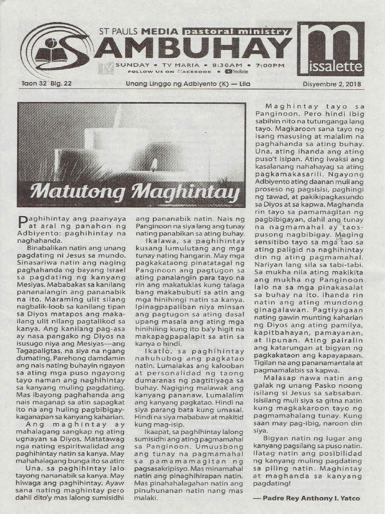 Sambuhay - Dec.2, 2018 | PDF