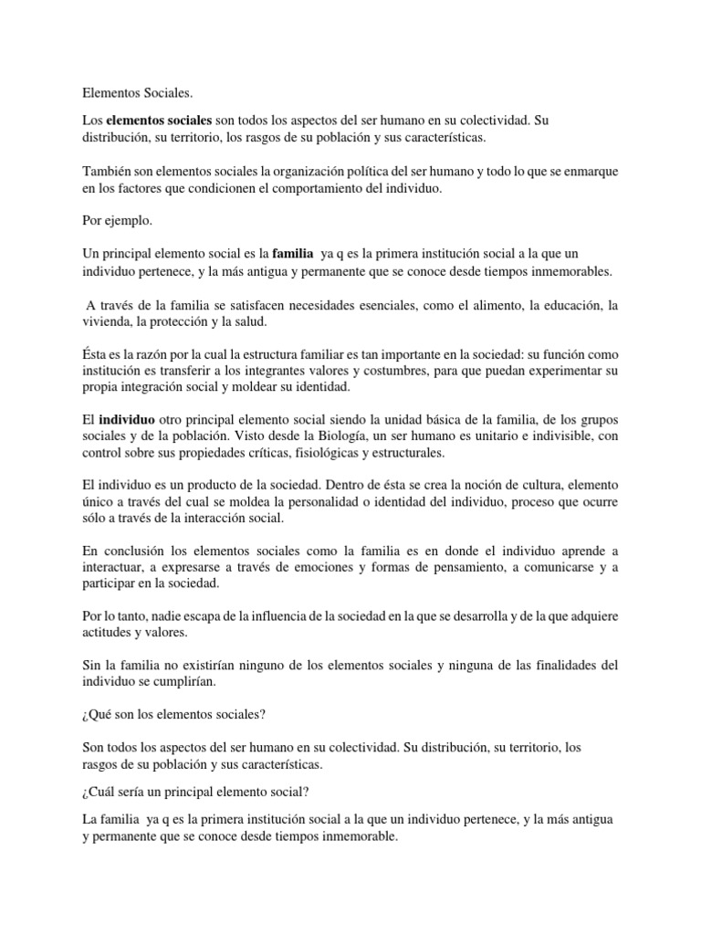 Elementos Sociales | PDF