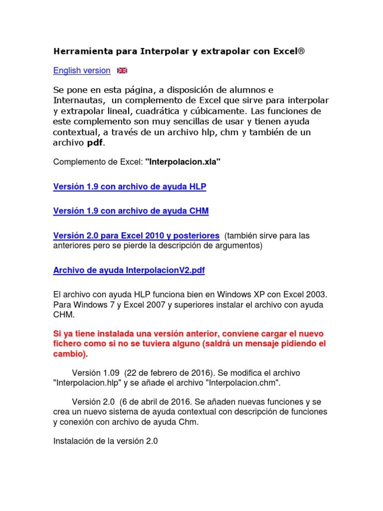 Herramienta para Interpolar y Extrapolar Con Excel | PDF | Spline ...