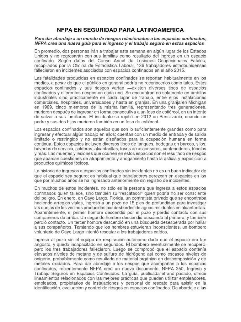 Nfpa en Seguridad para Latinoamerica | PDF | Oxígeno | Agua