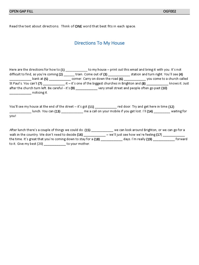 Directions To My House | PDF