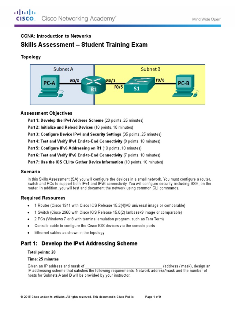 ITN Skills Assess - Student TRNG - Exam | PDF | I Pv6 | Ip Address
