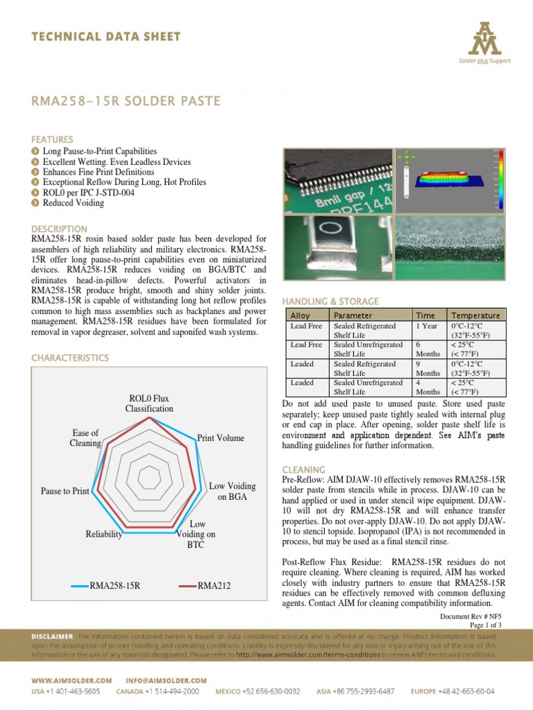 Solder Paste Aim SAC305 RMA | PDF | Solder | Building Engineering