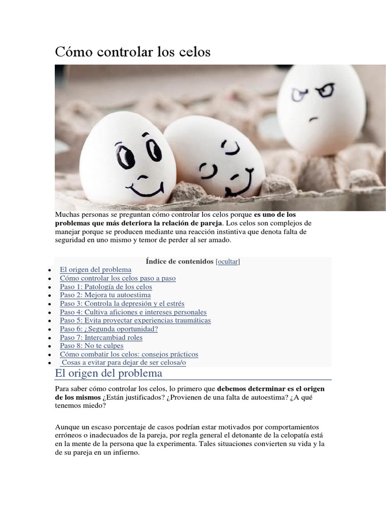 Cómo Controlar Los Celos | PDF | Depresión (estado de ánimo) | Estrés (biología)