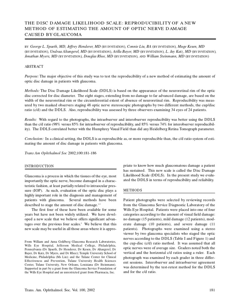 The Disc Damage Likelihood Scale PDF | PDF | Glaucoma | Usability