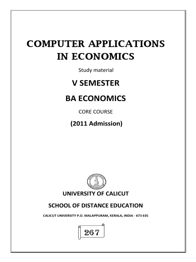 VSem BA Economics CoreCourse Computer Application in Economics | PDF ...