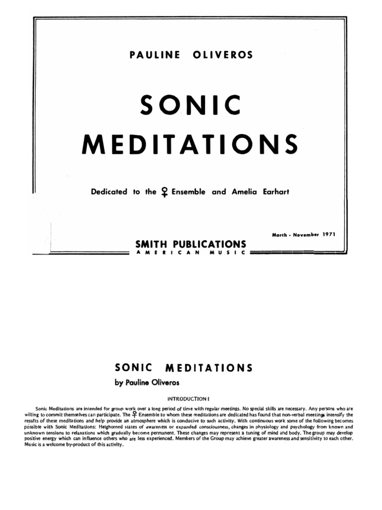 Oliveros Pauline Sonic Meditations 1974 PDF | PDF | Sound | Singing