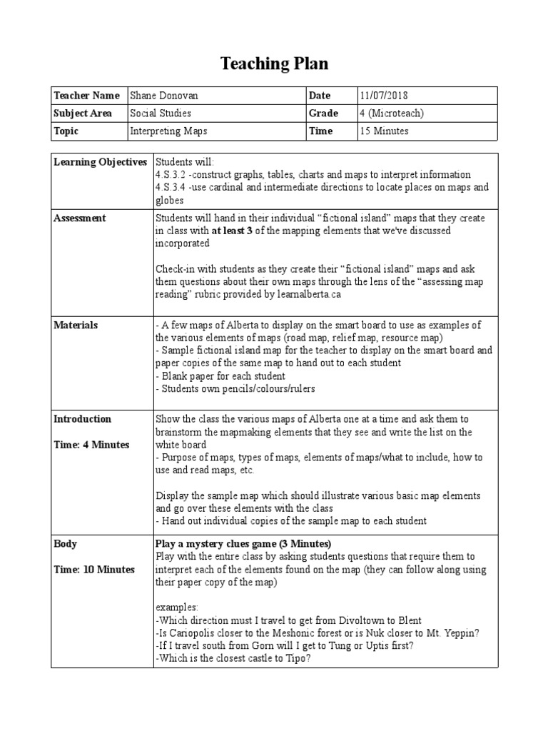 Microteach Lesson Plan | PDF | Map | Lesson Plan
