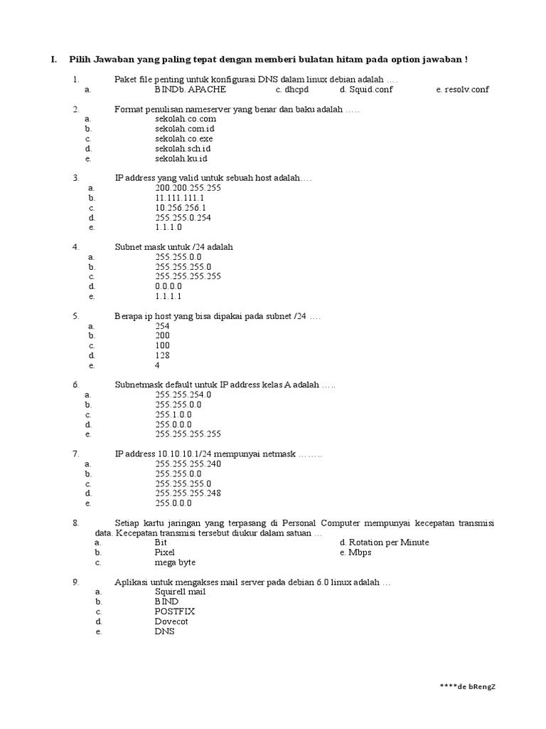 Soal UAS - Administrasi Server Jaringan. | PDF