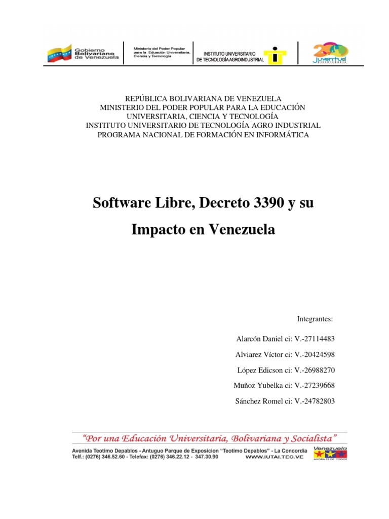 Impacto Del Software Libre en Venezuela Trabajo Grupal | PDF | Software libre | Hardware de la ...