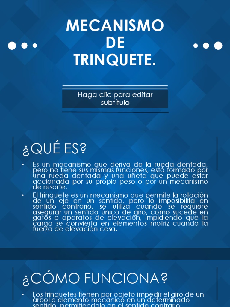 Mecanismo de Trinquete: Funcionamiento y Tipos | PDF | Engranaje | Eje