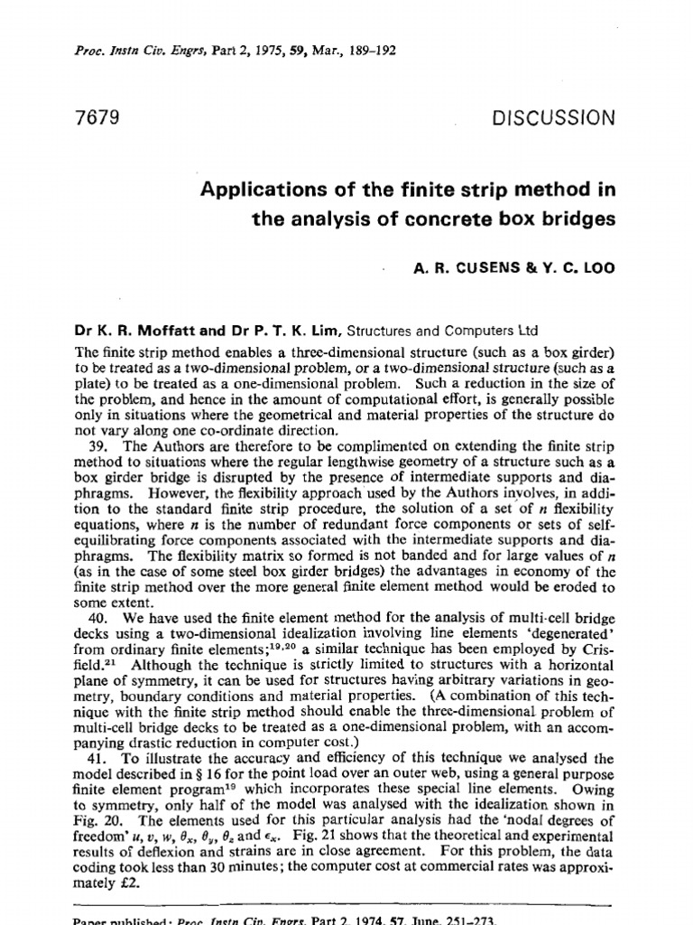 Finite Strip Method in The Analysis of Concrete Box Bridges | PDF | Bending | Finite Element Method