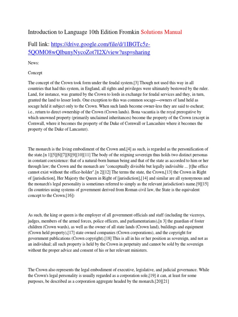 Introduction To Language 10th Edition Fromkin Solutions Manual | PDF ...