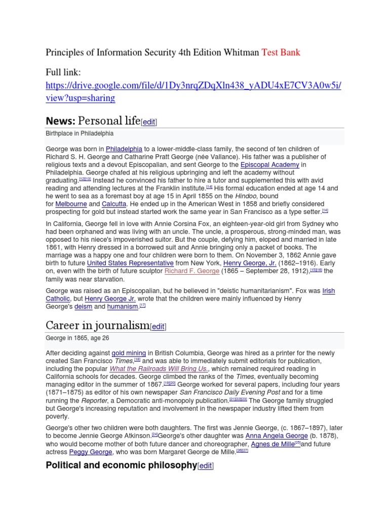 Principles of Information Security 4th Edition Whitman Test Bank | PDF ...