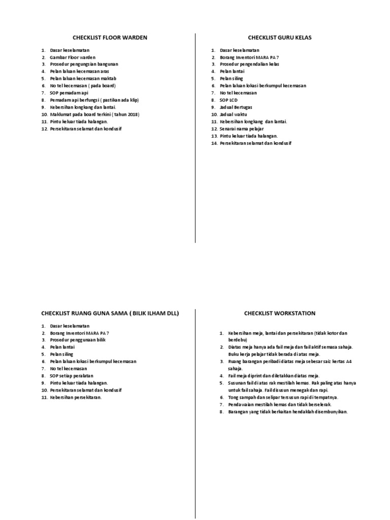 Checklist Floor Warden | PDF