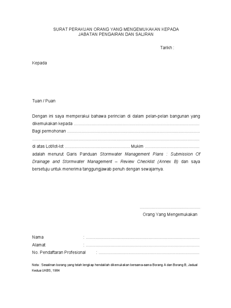 Surat Perakuan JPS | PDF