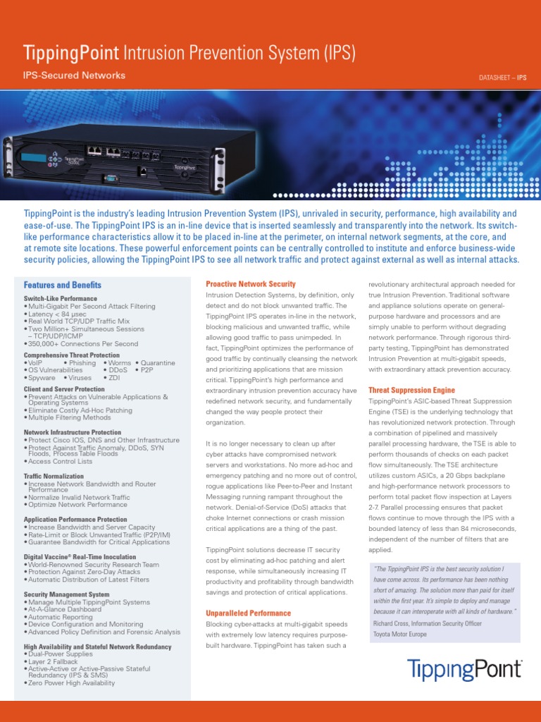 Tippingpoint Intrusion Prevention System (Ips) | PDF | Denial Of ...
