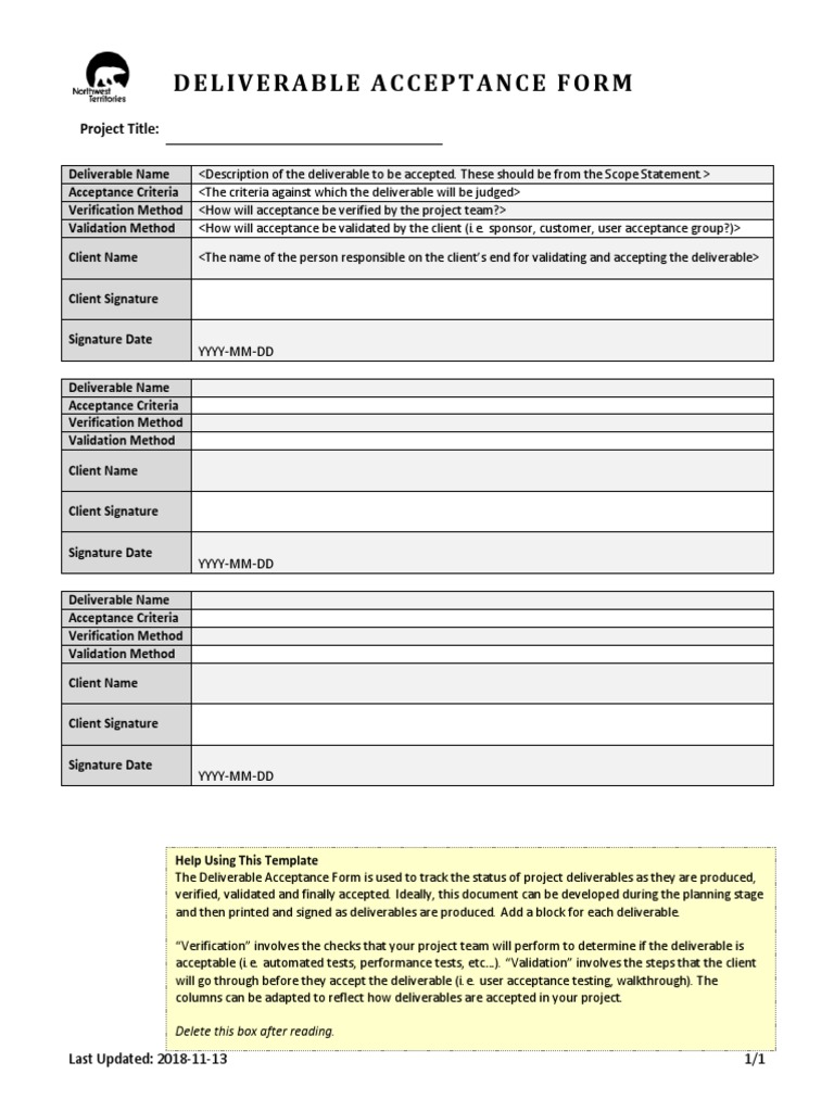 Deliverable Acceptance Form | PDF | Business | Computers