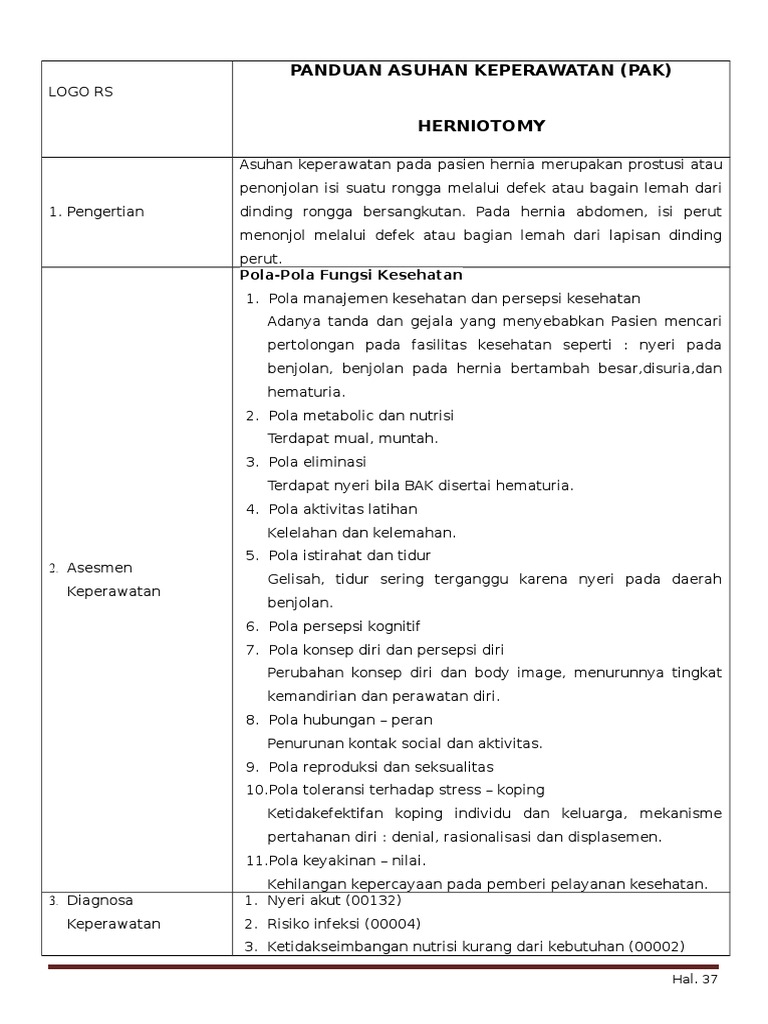 Panduan Asuhan Keperawatan Herniatomy | PDF | Pengembangan Diri