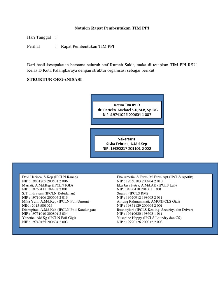 Notulen Rapat Pembentukan Tim Ppi | PDF