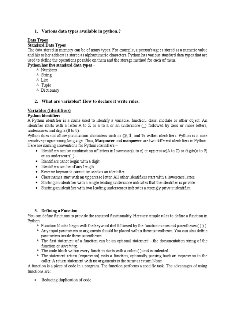Various Data Types Available In Python Pdf Parameter Computer Programming Subroutine