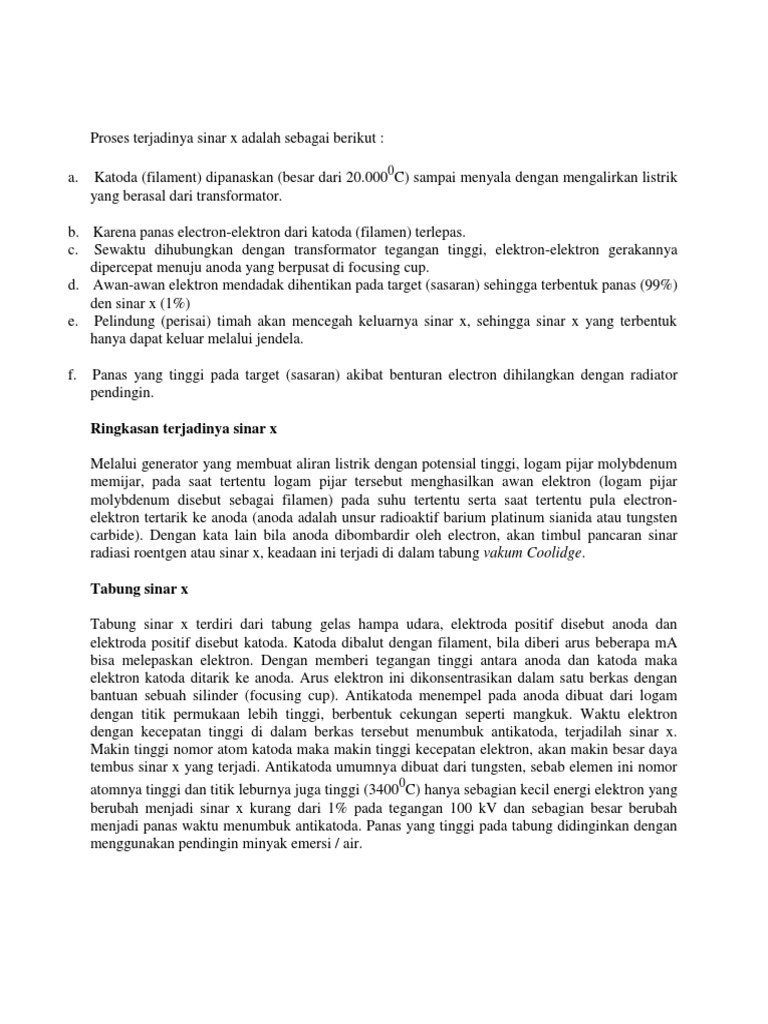 Proses Terjadinya Sinar X Pdf